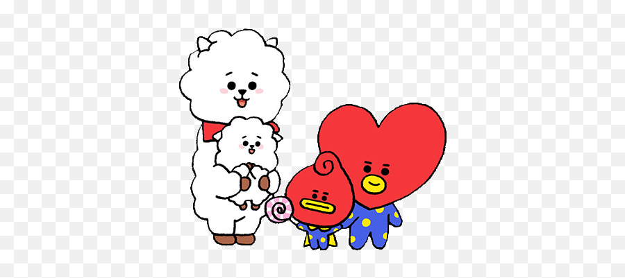 Bt21 Tata Rj Rk Titi Lollipop Sticker By Bt21 Bts - Gambar Tata Dan Rj ...