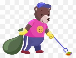 Bears Cleaning Up Clipart - Cleaning Bear Clip Art Emoji,Clean Up Emoji ...