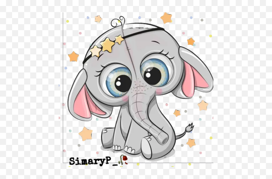 Elefantes Kawaiby Simaryp Stickers For Whatsapp - Cute Elephant Cartoon ...